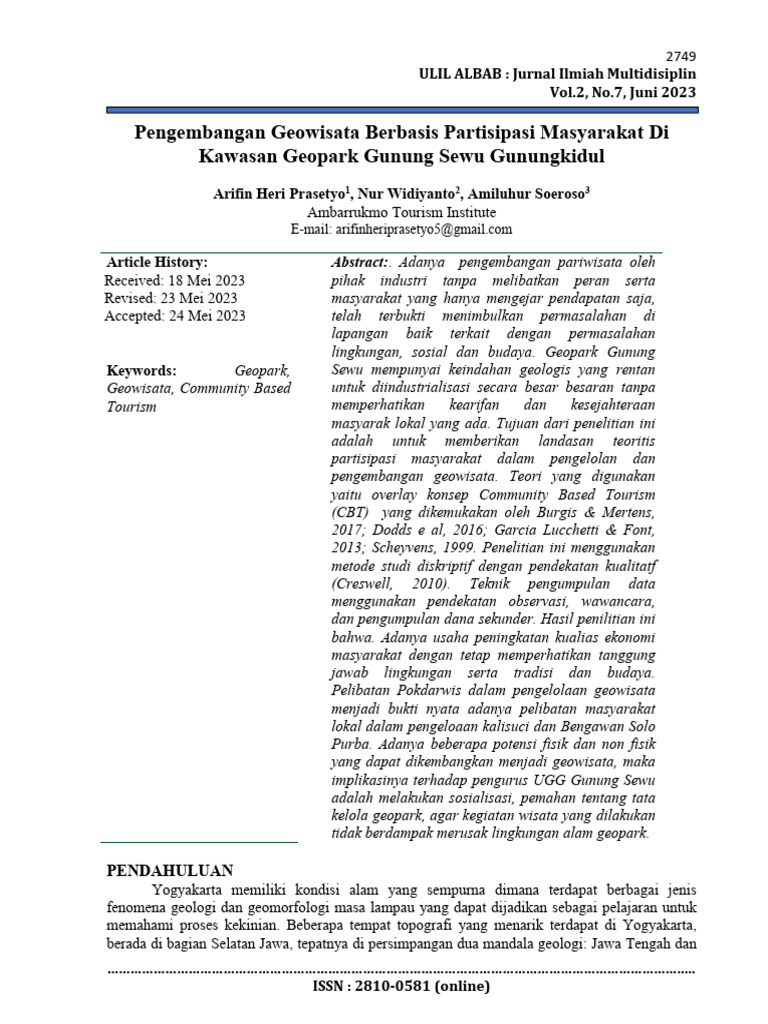 Geowisata Partisipatif di Gunung Sewu | PDF