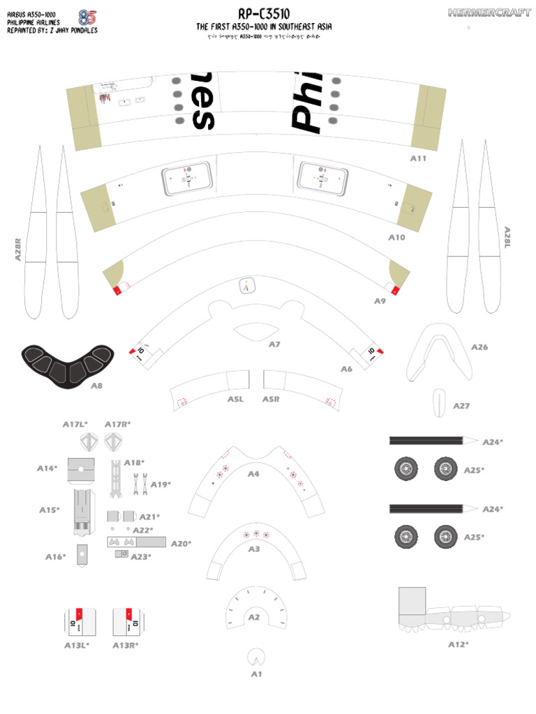 Philippine Airlines Airbus A350-1000 Papercraft | PDF