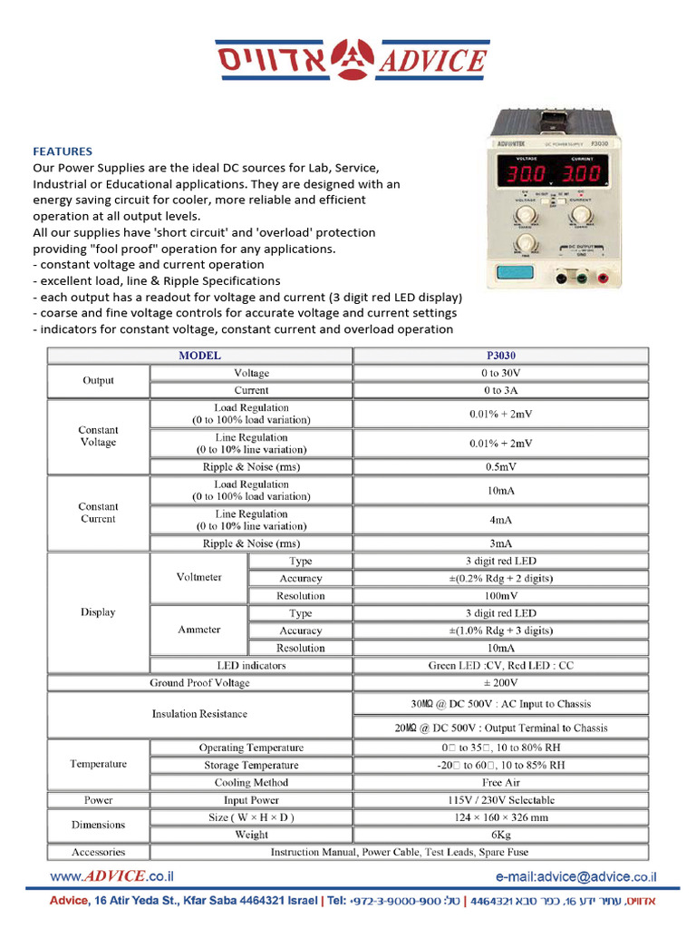 P3030 Power Supply: Features | PDF