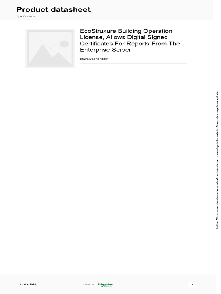 Schneider Electric EcoStruxure-Building-Operation SXWSWESPDFSS01 | PDF