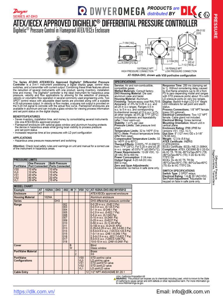 ATEX/IECEx Digihelic Pressure Controller | PDF | Equipment | Electronics