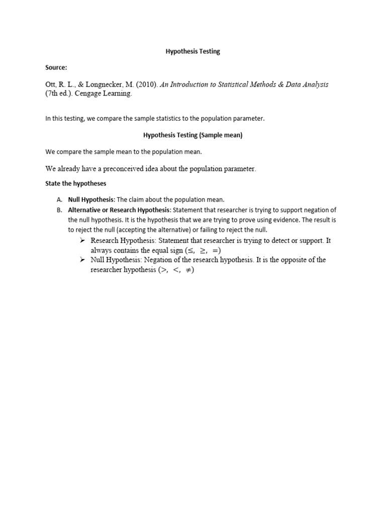 Hypothesis Testing Students Final | PDF | Hypothesis | Null Hypothesis