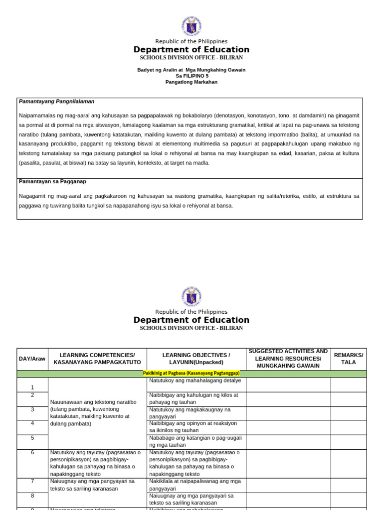 Bol Filipino 5 q3 Final | PDF