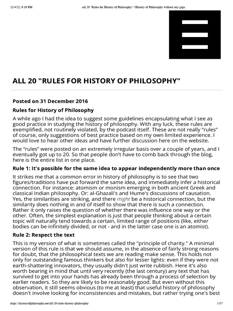 All 20 _Rules for History of Philosophy_ _ History of Philosophy ...