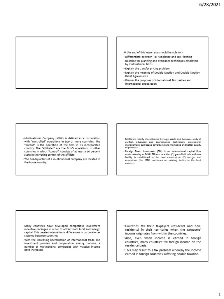 Taxation Strategies for Multinational Companies | PDF | Taxes | Double ...