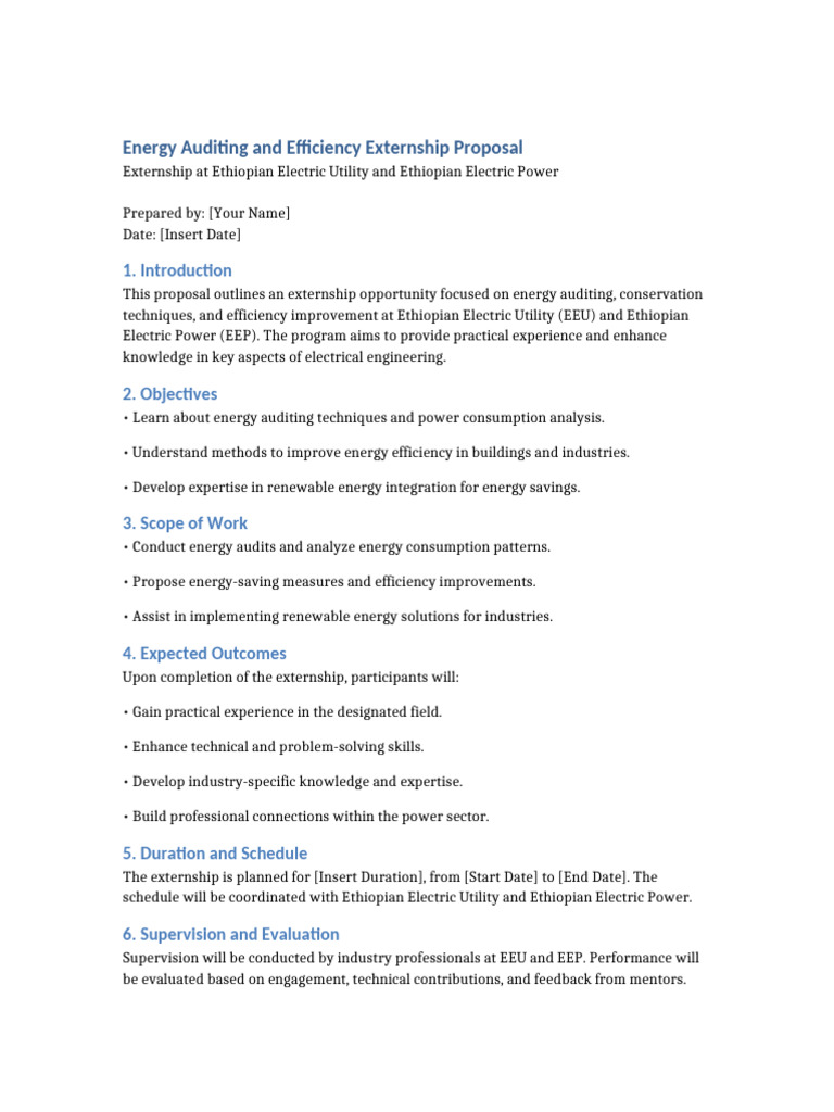 Energy Auditing Externship Proposal | PDF