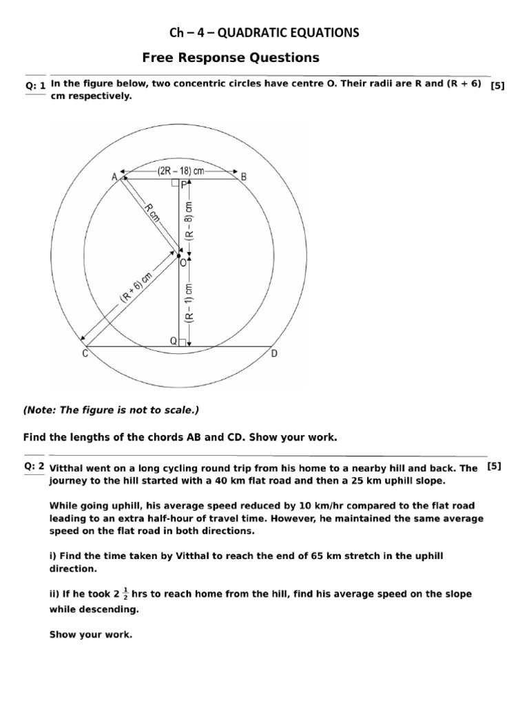 Competency Based Questions - Quadratic Equations | PDF