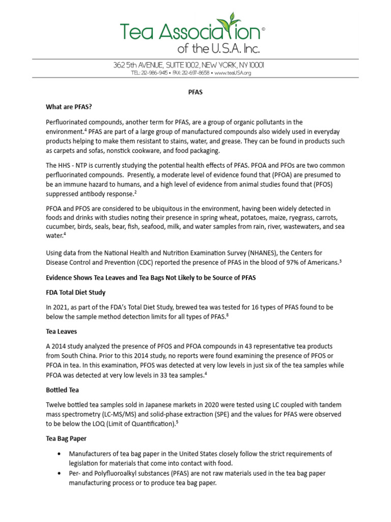 PFAS Position Paper 11.19.25 Rev | PDF | Tea