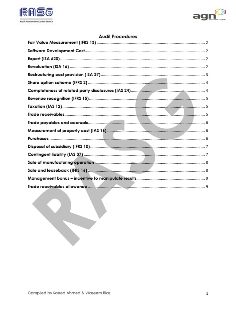 Audit Procedures for IFRS and ISA Compliance | PDF | Fair Value | Audit