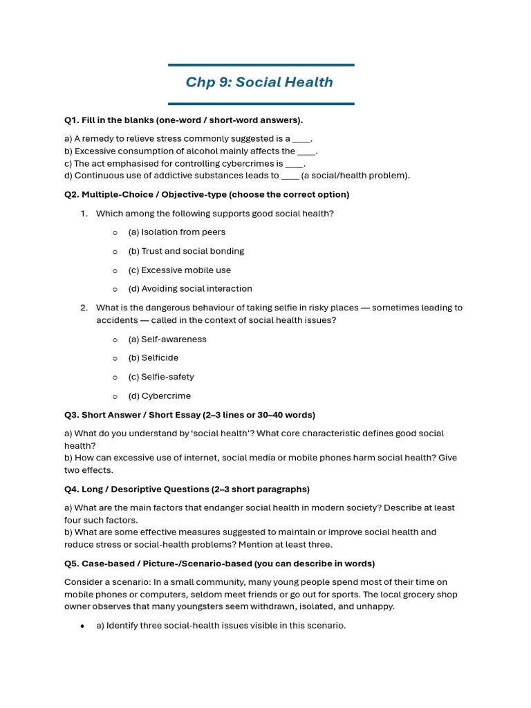 Social Health: Issues and Solutions | PDF | Substance Abuse ...