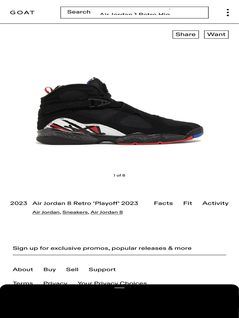 Buy Air Jordan 8 Retro 'Playoff' 2023 - 305381 062 GOAT | PDF