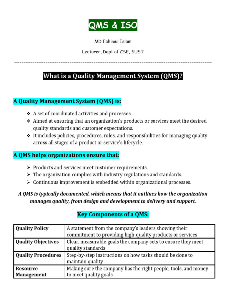 QMS & ISO | PDF | Quality Management System | Software