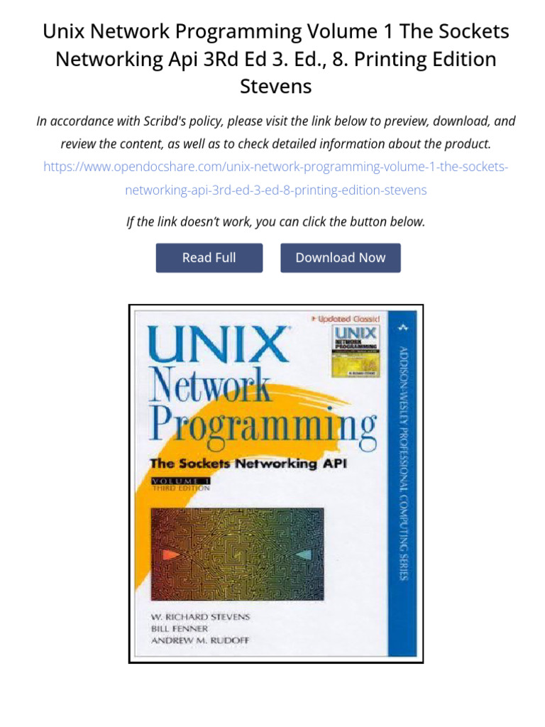 UNIX Network Programming Volume 1 The Sockets Networking API 3rd Ed 3 ...