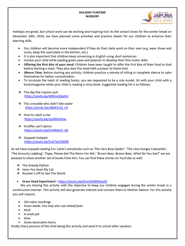 Winter Funtime Activities 2024-25 | PDF