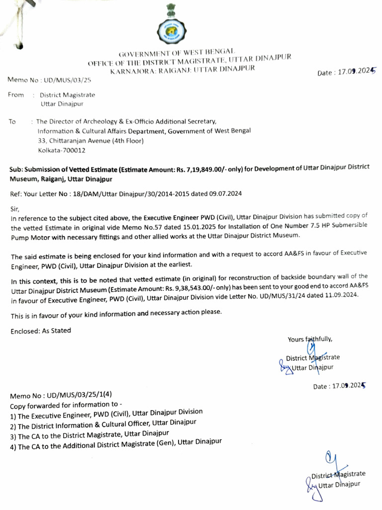 Vetted Estimate for Uttar Dinajpur Museum | PDF | Government ...
