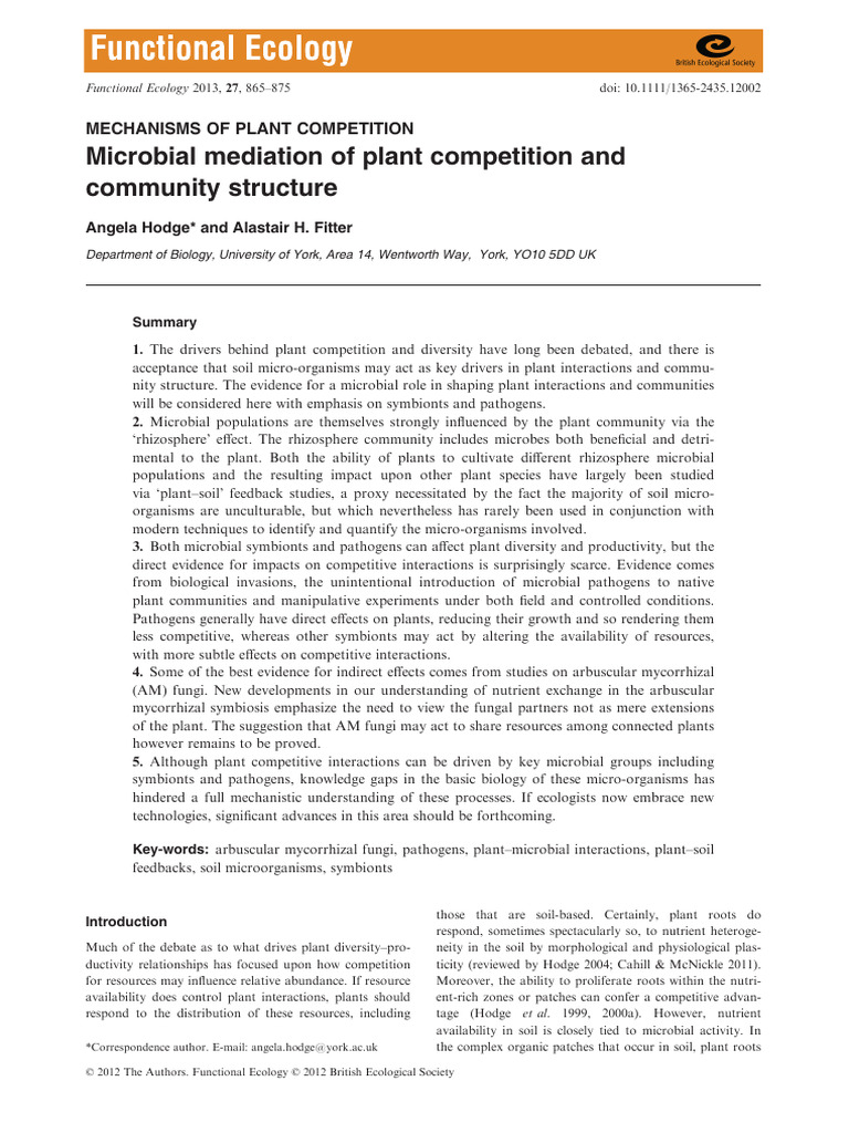 Microbial Influence on Plant Competition | PDF | Microorganism | Soil