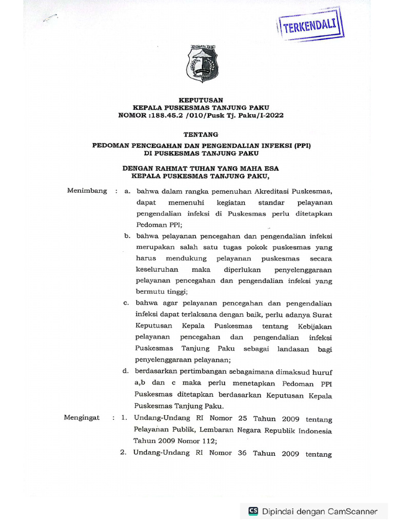 SK Pedoman Pencegahan Dan Pengendalian Infeksi (PPI) Di Puskesmas ...