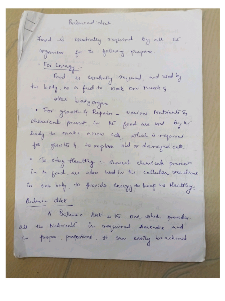 Balanced Diet Notes | PDF