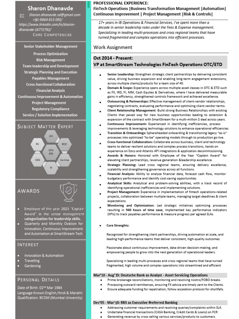 Sharon_Dhanavde_Resume | PDF | Accounts Payable | Project Management