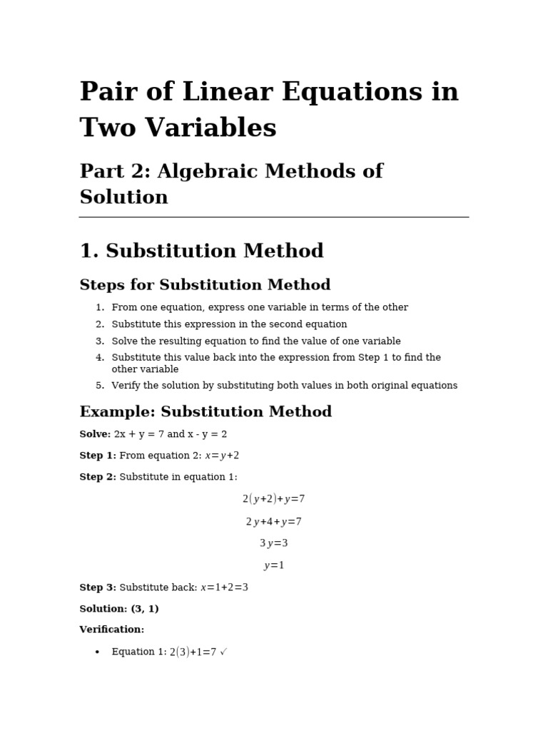 Linear Equations Part 2 | PDF | Equations | System Of Linear Equations