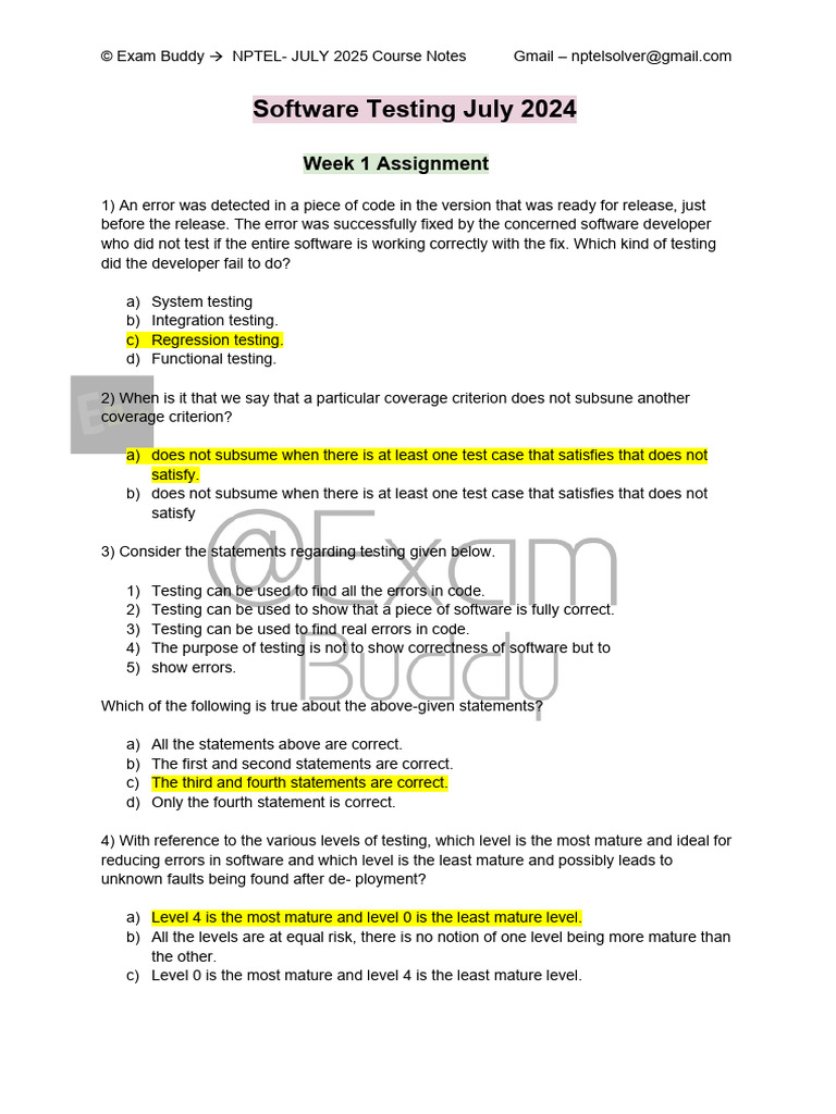 Software Testing July 2024 | PDF | Unit Testing | Software Testing