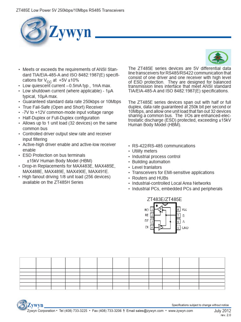 zt485e_ds | PDF | Computer Engineering | Electronics