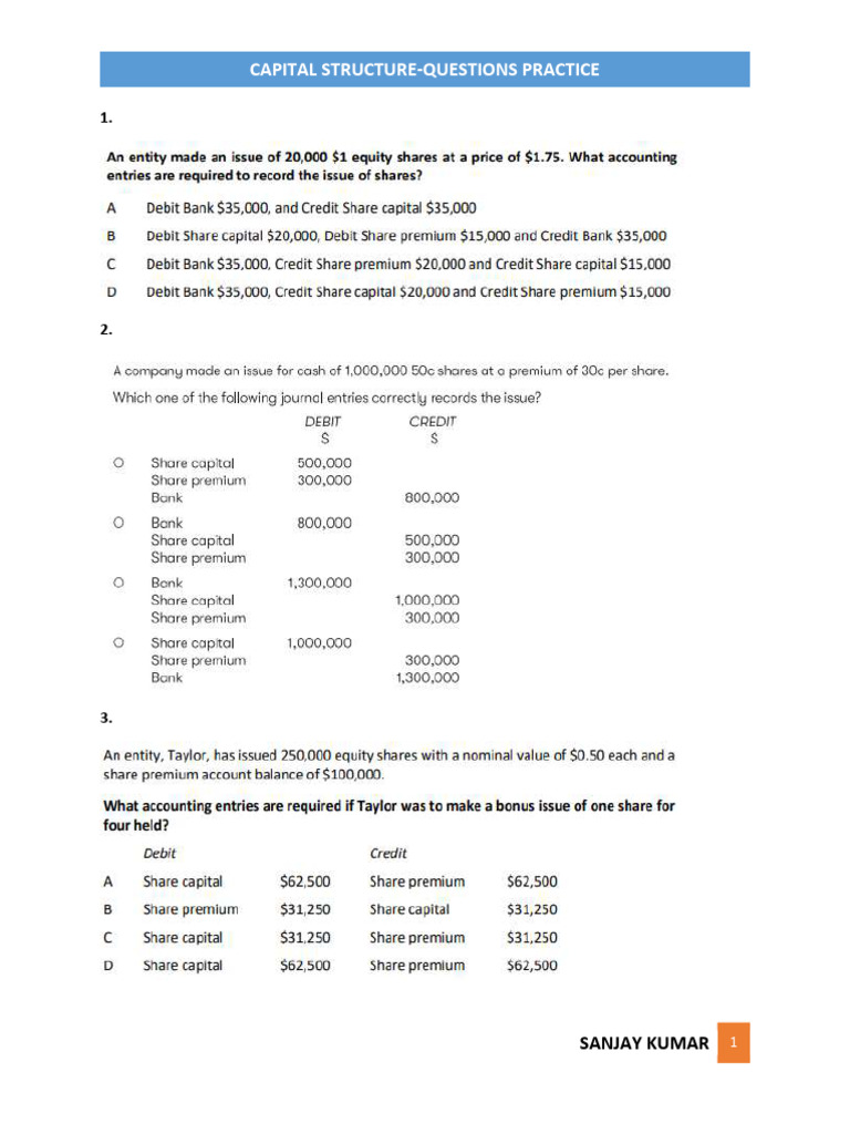 Capital Structure Questions | PDF