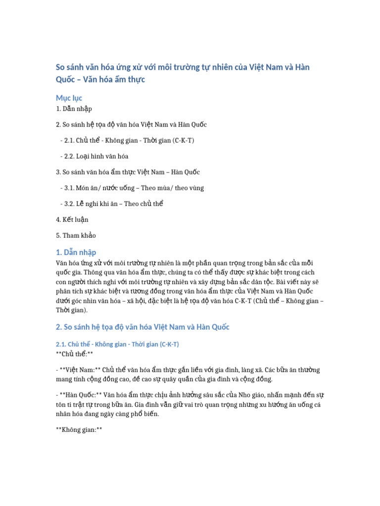 So Sanh Van Hoa Am Thuc VN HQ Chi Tiet Final | PDF