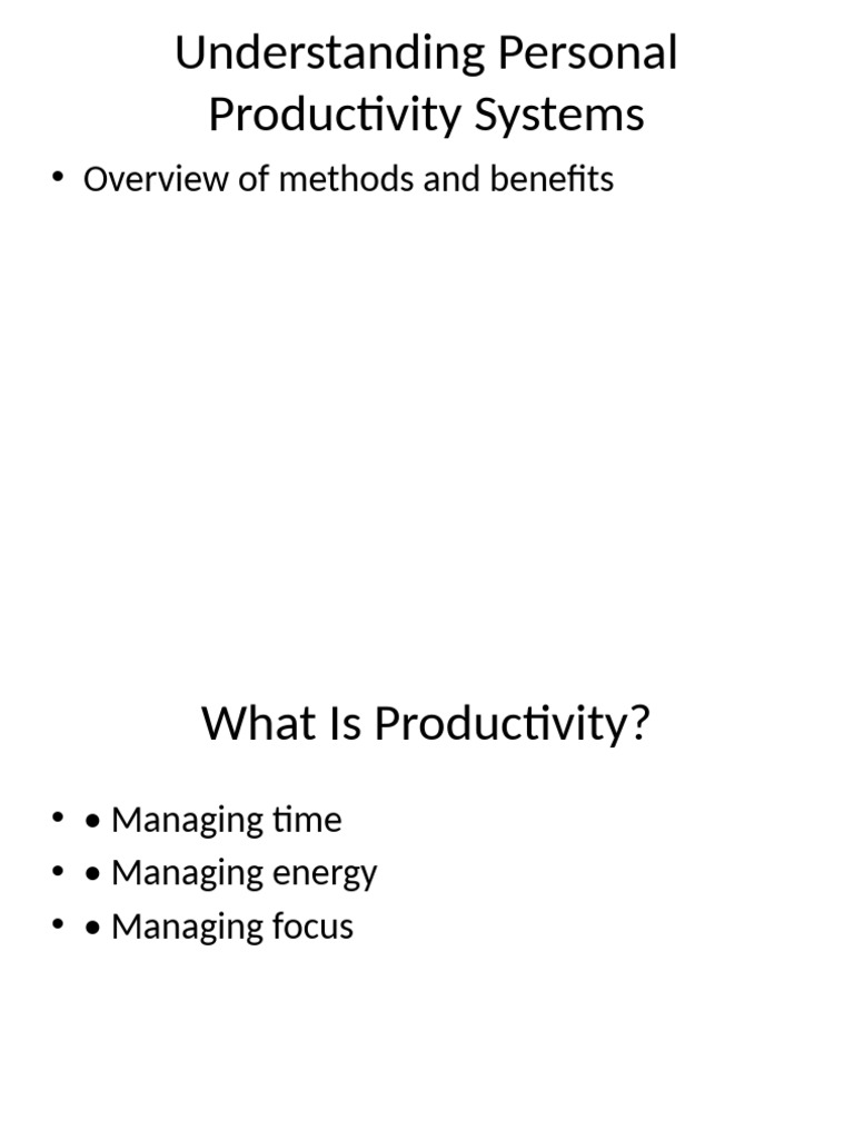 Personal Productivity Systems | PDF