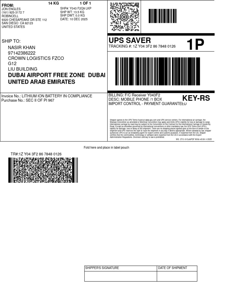 UPS International Shipping Terms | PDF | United Parcel Service | Cargo