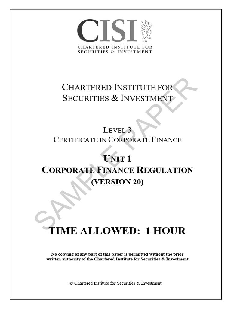 Corporate Finance Regulation Exam Sample | PDF | Fine (Penalty ...