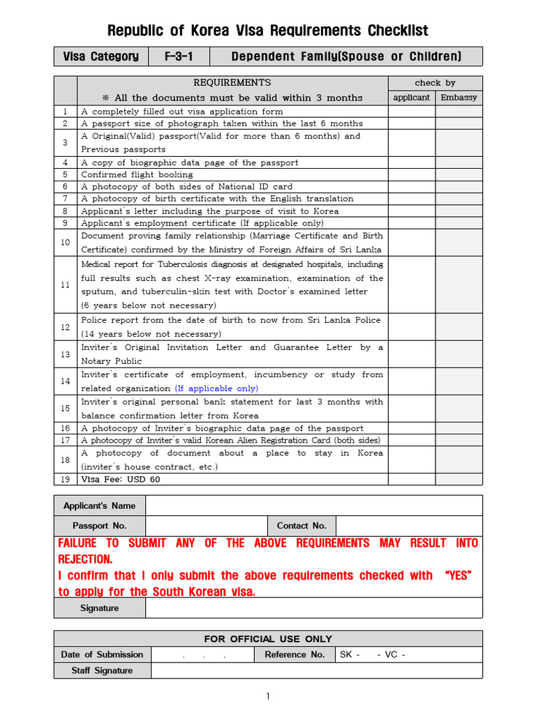 14. Visa Requirements Checklist F31 Dependent | PDF | Travel Visa ...