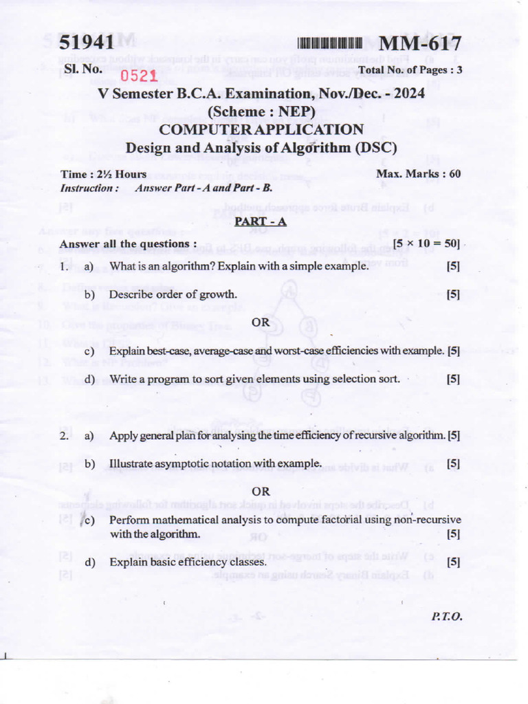 Design & Analysis of Algorithm-2024 | PDF