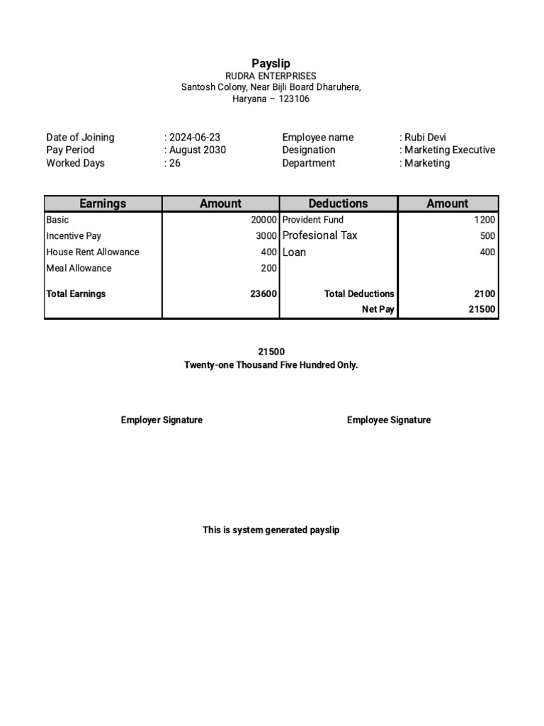 August 2030 Payslip for Rubi Devi | PDF