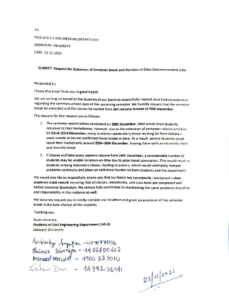 Copy of the Letter to HoD | PDF
