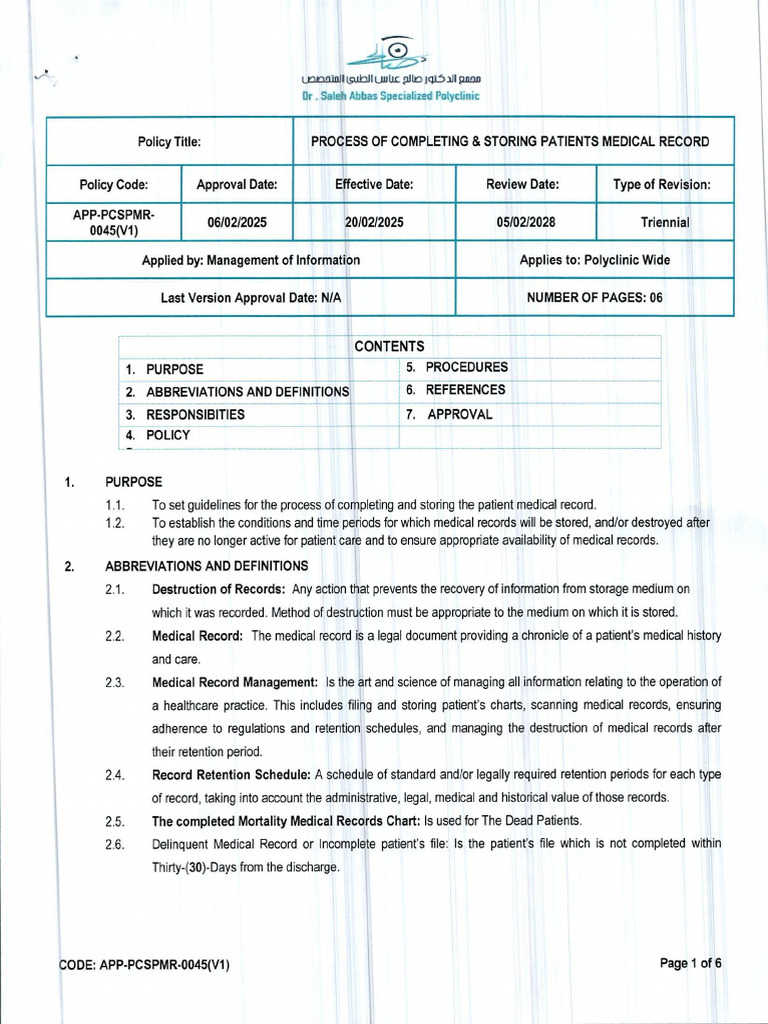 App-0045process of Completing and Storing Patients Medical Record_0001 ...