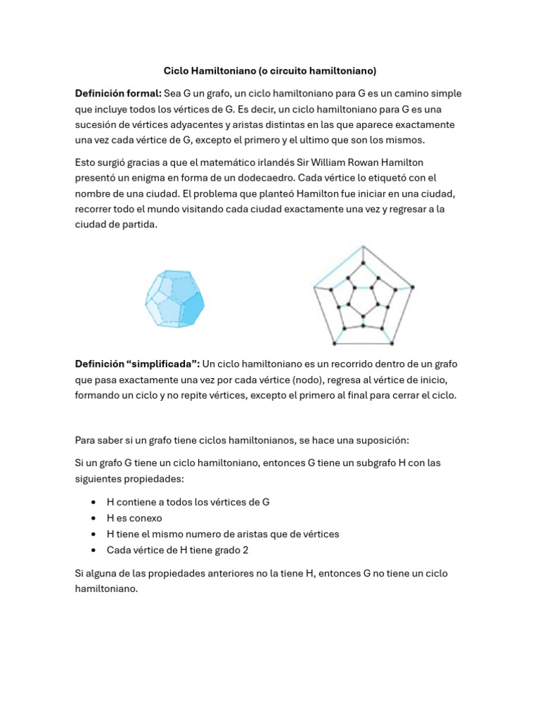 Ciclo Hamiltoniano en Grafos: Definición y Ejemplo | PDF
