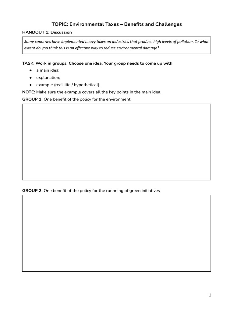 Environmental Taxes: Pros and Cons | PDF