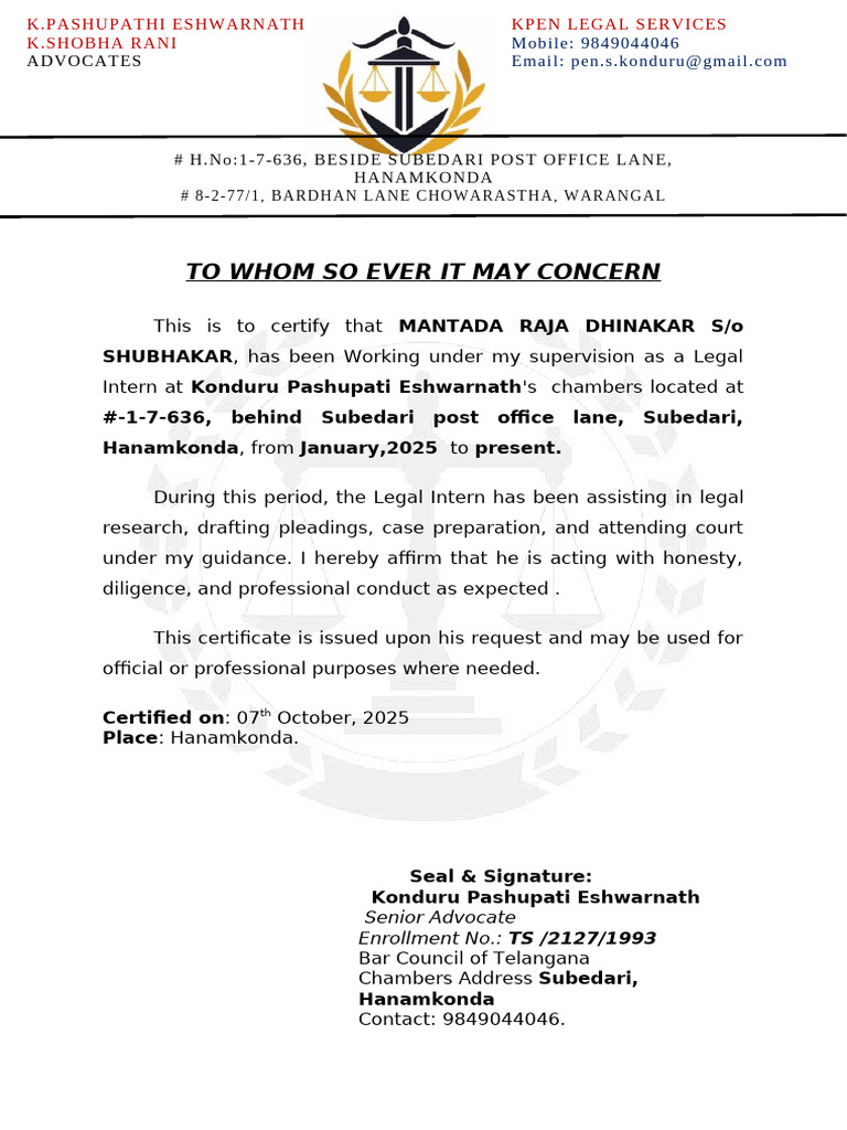 Certificate of Practice RAJA DHINAKAR January | PDF