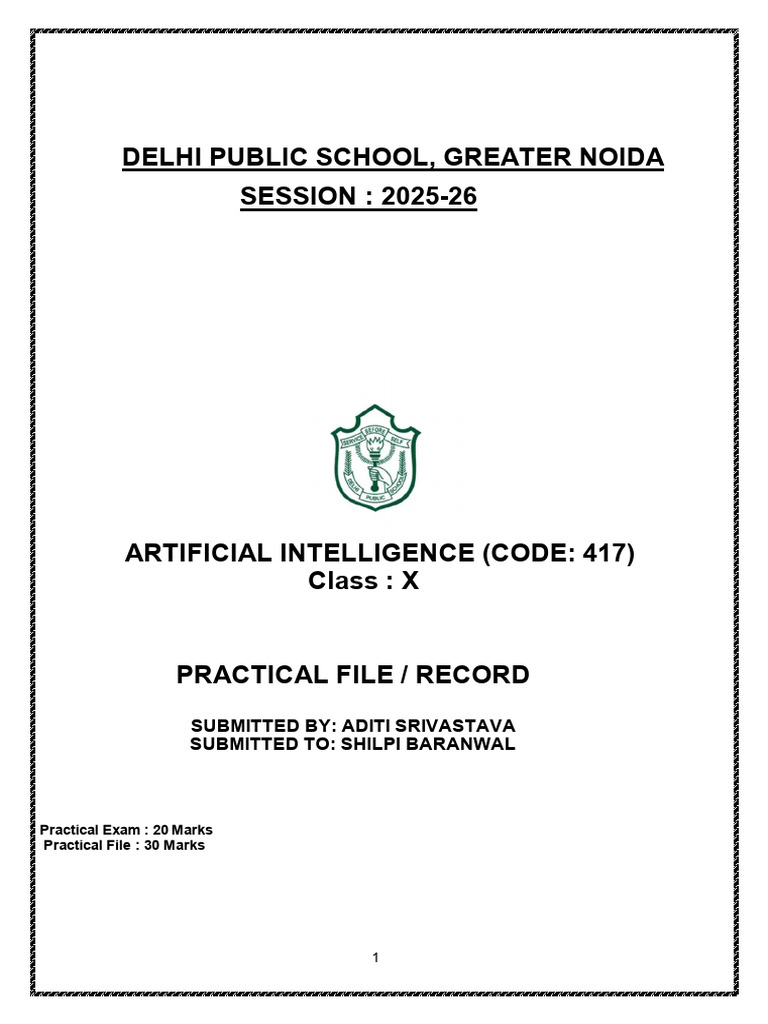 CL 9 Ai Practical File 24-25 1 | PDF | Triangle | Area