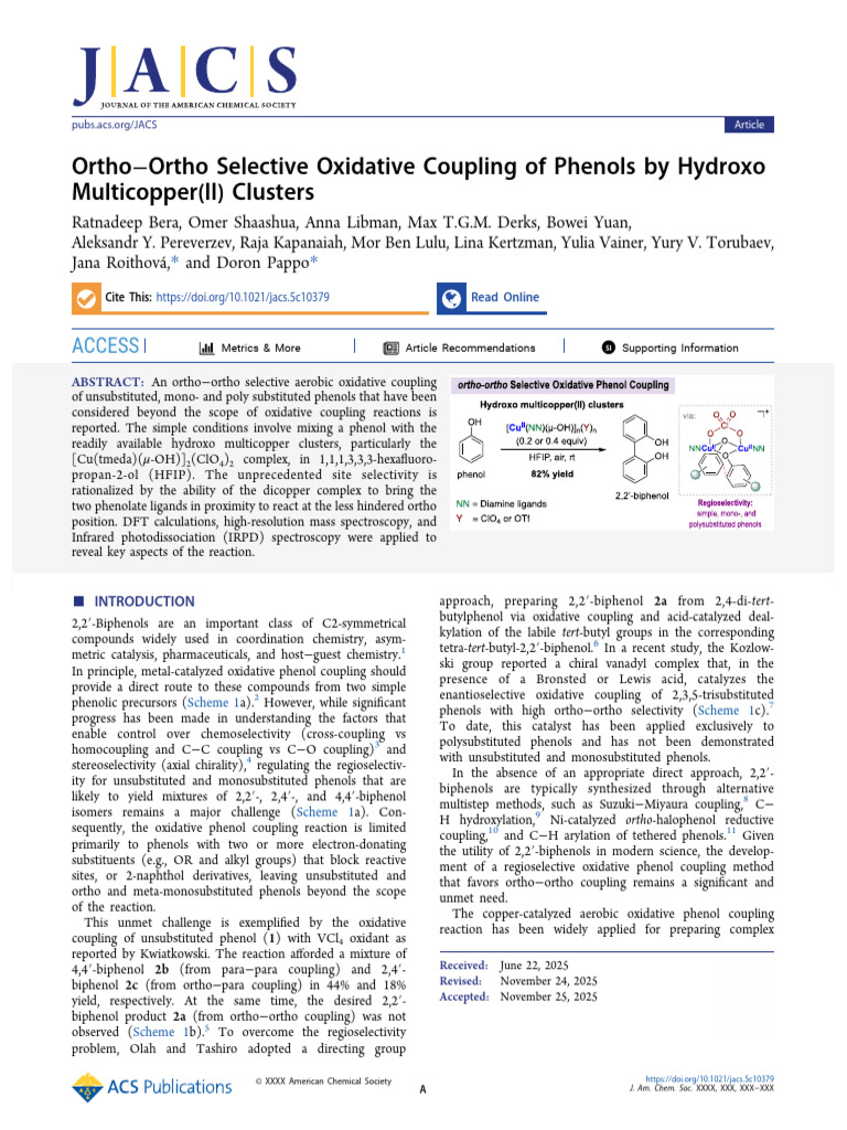 Ortho Ortho Selective Oxidative Coupling of Phenols by Hydroxo ...