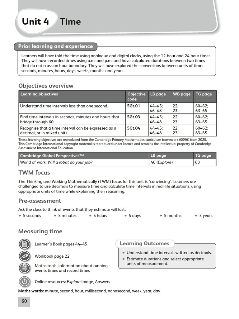 Understanding Time Intervals and Decimals | PDF | Time | Learning