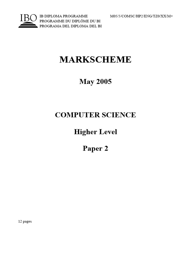 IB Computer Science HL Paper 2 Markscheme | PDF | Backup | Computing