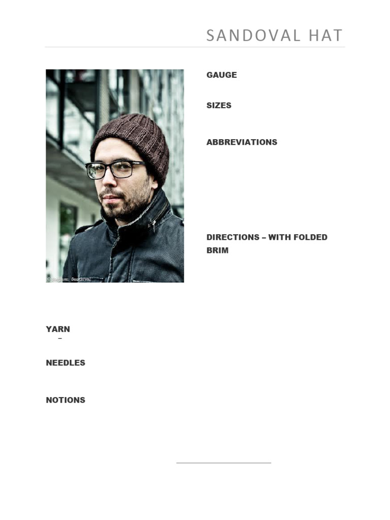 Sandoval Hat MGR | PDF | Knitting | Knitting Needle