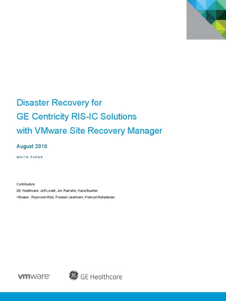 GE Centricity RIS IC Solutions With VMware Site Recovery Manager WP ...