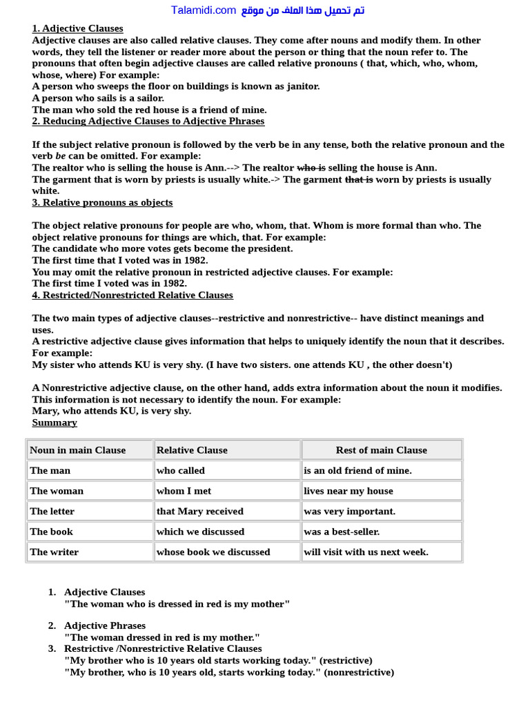 Common Core Economy and Man.adjective Clause-lesson | PDF | Adverb | Verb