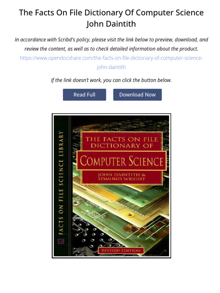 The Facts on File Dictionary of Computer Science John Daintith latest ...