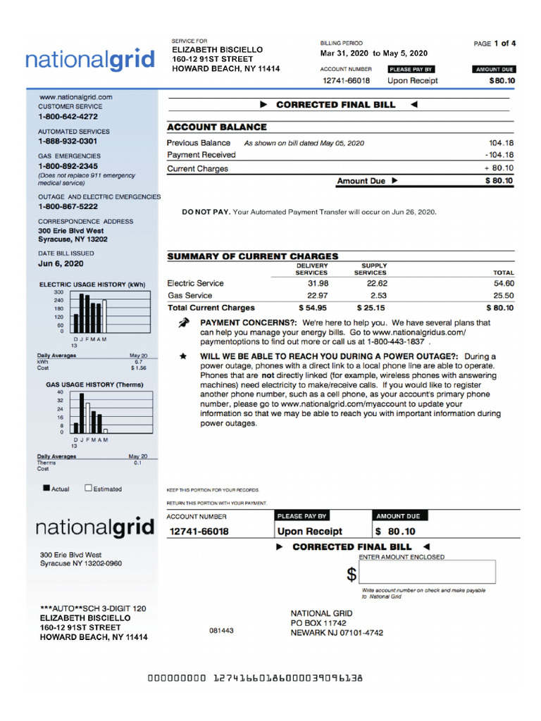 ELIZABETH NY Utility Bill | PDF