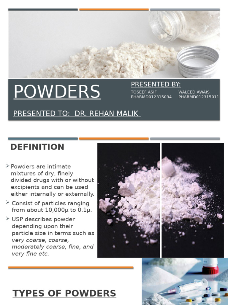 Types and Applications of Powders | PDF | Materials | Chemical Substances