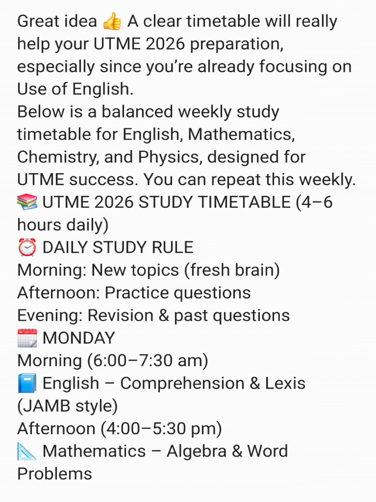 Utme Time Table | PDF
